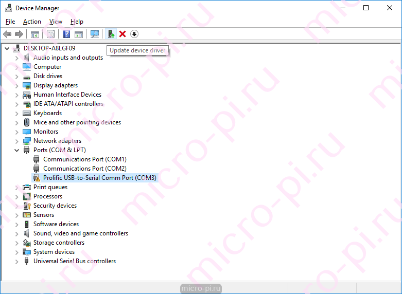 Установка драйвера PL2303 на Windows 10 и 8 (Code 10) - MicroPi