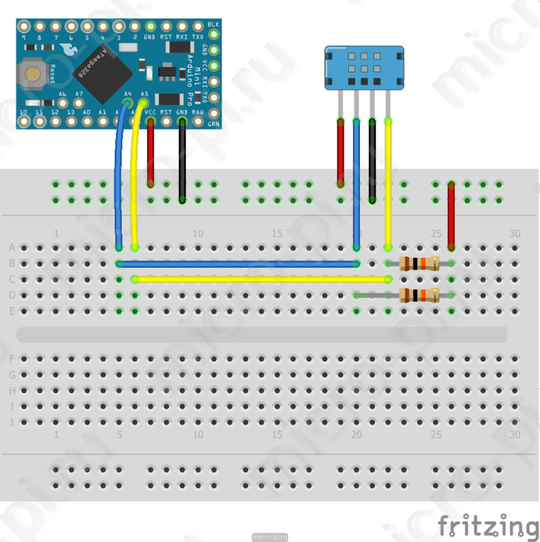 Подключение I2C DHT12 к Arduino/вывод на LCD HD44780 - MicroPi